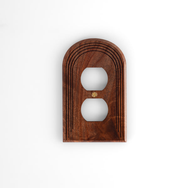 3- Pack Arch Walnut Outlet Cover Plates | Lumi and Wood